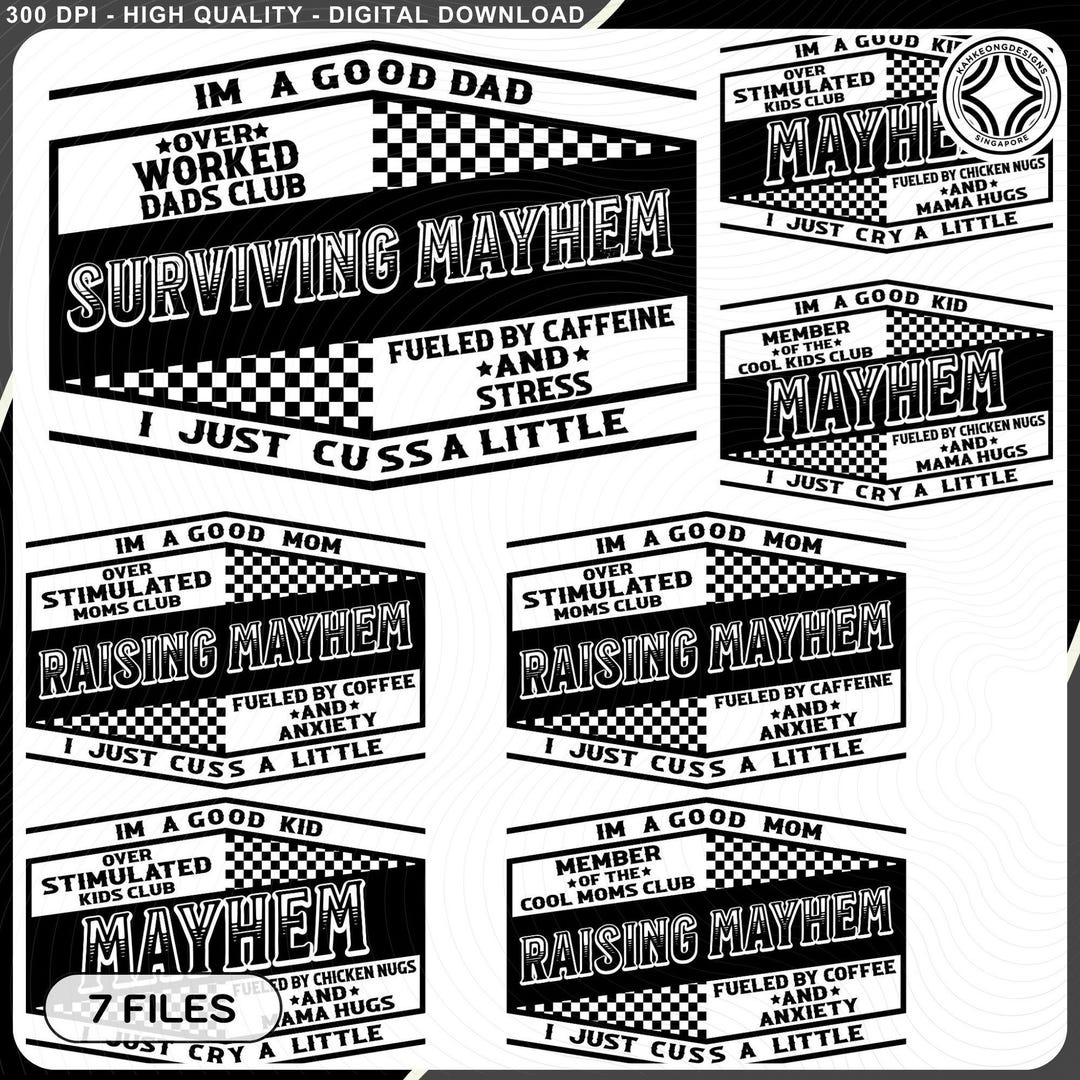 5 Raising Mayhem Mom Svg Bundle, Mayhem Svg, Fueled by Caffeine Svg ...