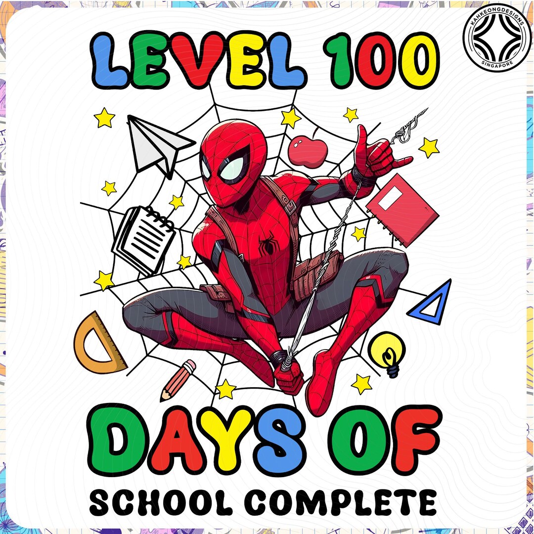 Cartoon Superhero 100 Days of School PNG, Teacher Shirt Png, Happy 100 ...