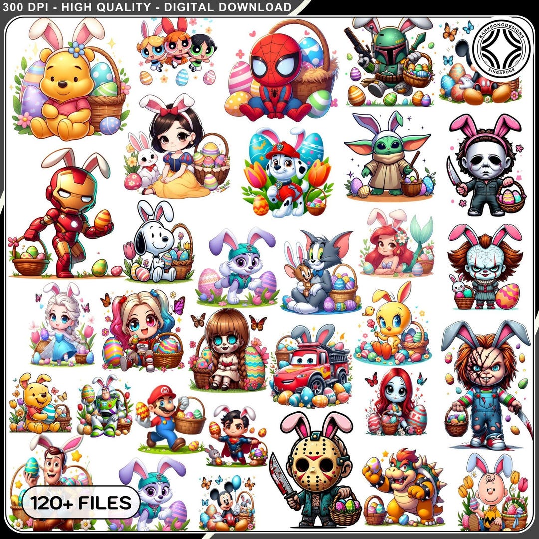 120+ Cartoon Easter Character Png Bundle, Happy Easter Day Png ...