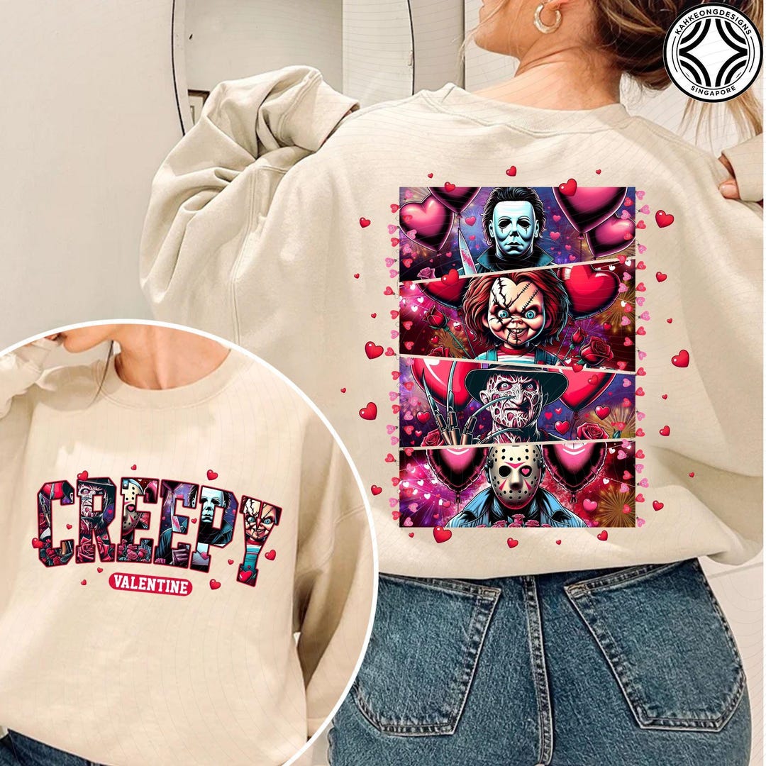 Two-sides Creepy Valentine Png, Valentine Horror Movie Png, Be My ...