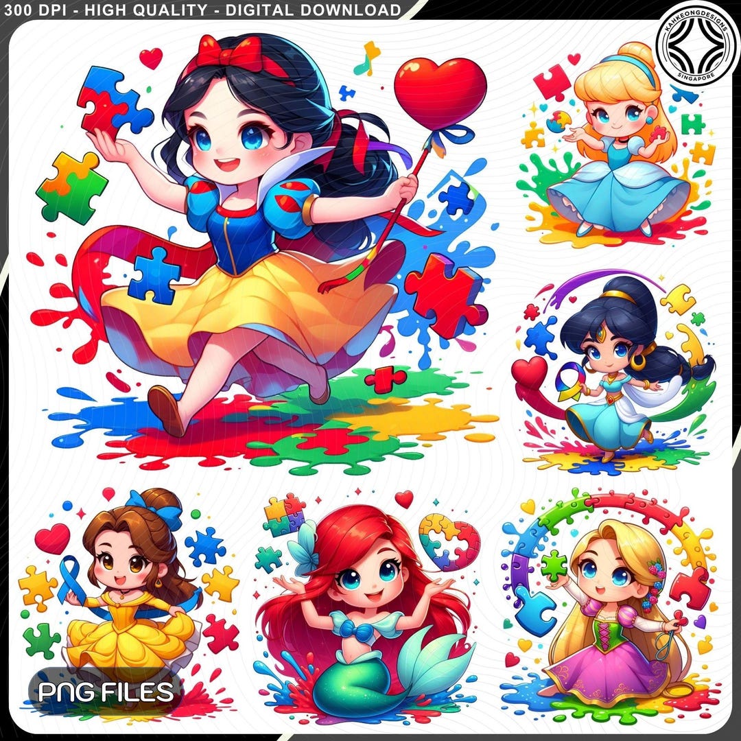 Autism Princess Png Bundle, Autism Awareness Png, Awareness Png, Be ...