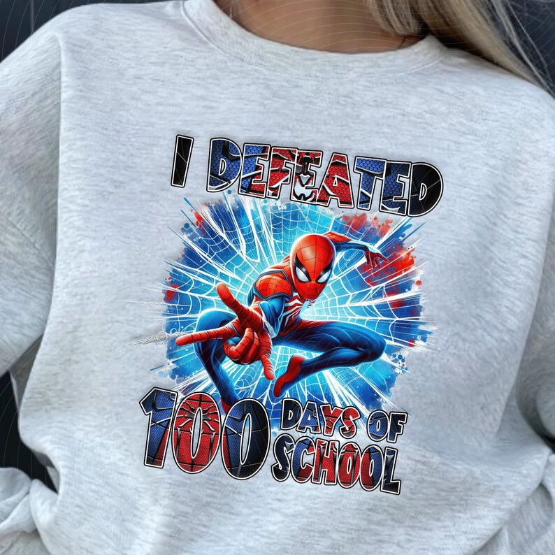 I Defeated 100 Days of School Png, Spider Cartoon Character Png, 100 ...