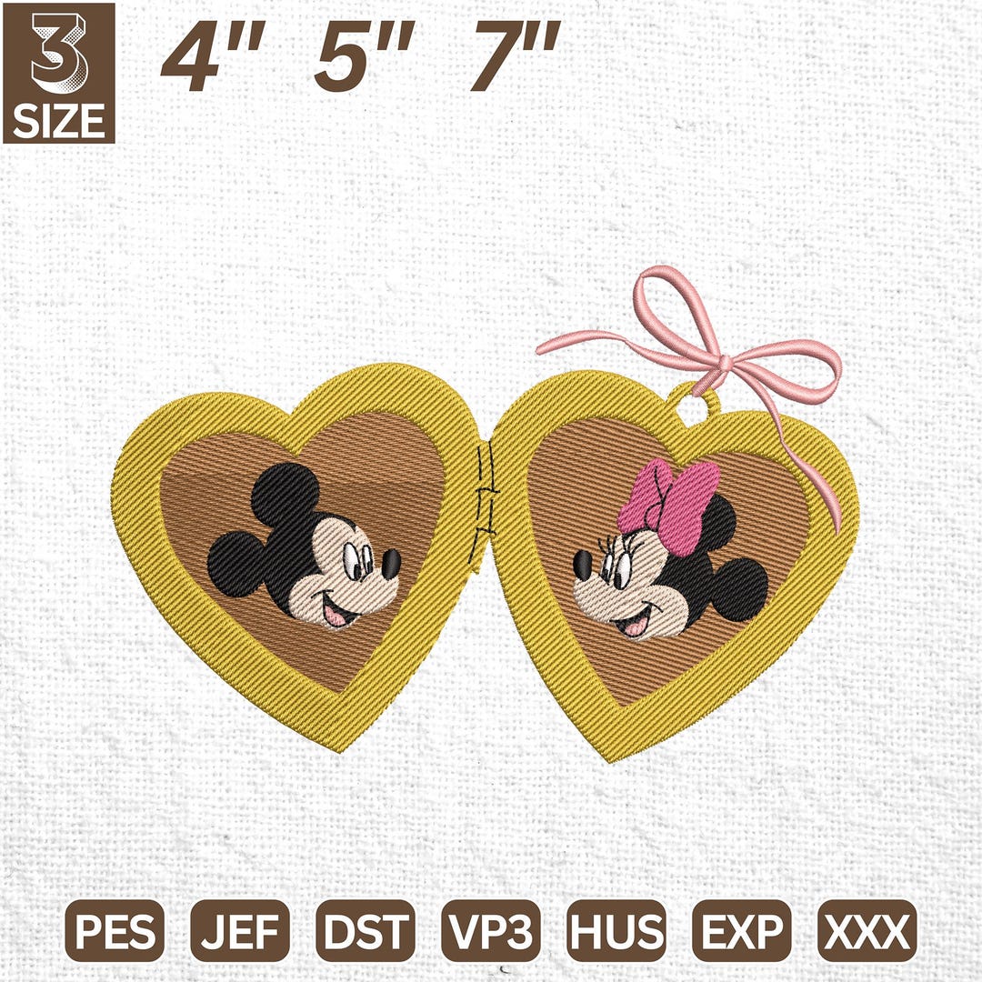 Valentine Locket Heart Embroidery Design, Valentine Mouse Love ...