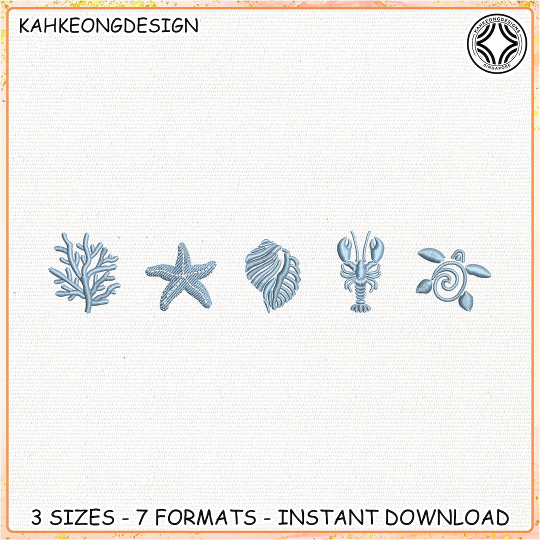 The East Coast Embroidery Design, Coastal Ocean Embroidery Design ...