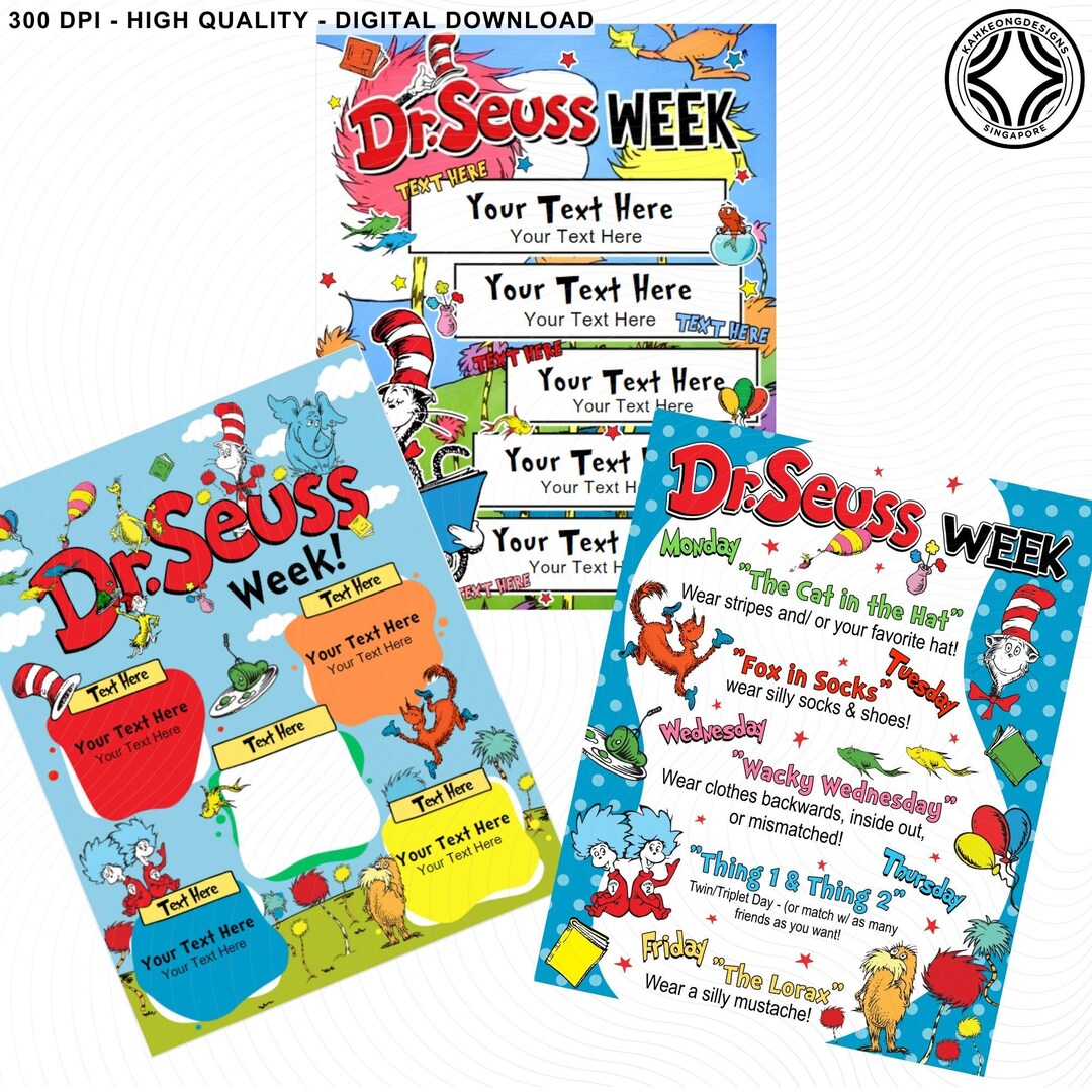 3 Canva Template Read Across America Week 2025, School Spirit Week ...
