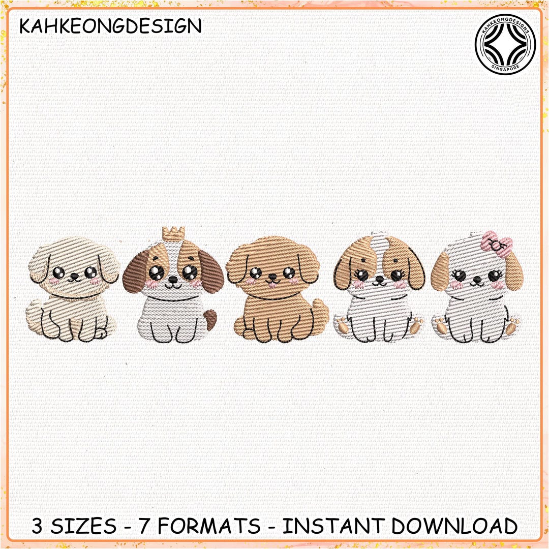 Cute Dog Friends Embroidery Design, Funny Dog Embroidery File, Animal ...