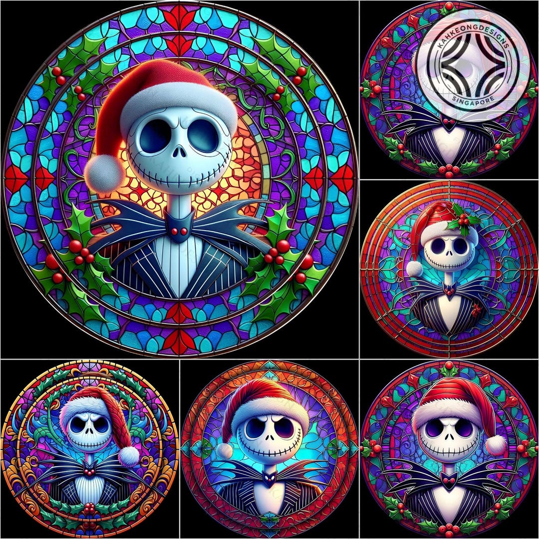 Christmas Character Stained Glass Wind Spinner Png, Nightmare Xmas 3D ...