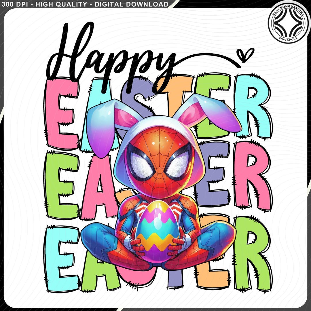 Spider Hero Character Bunny Png, Chibi Superhero Easter Cartoon Png ...