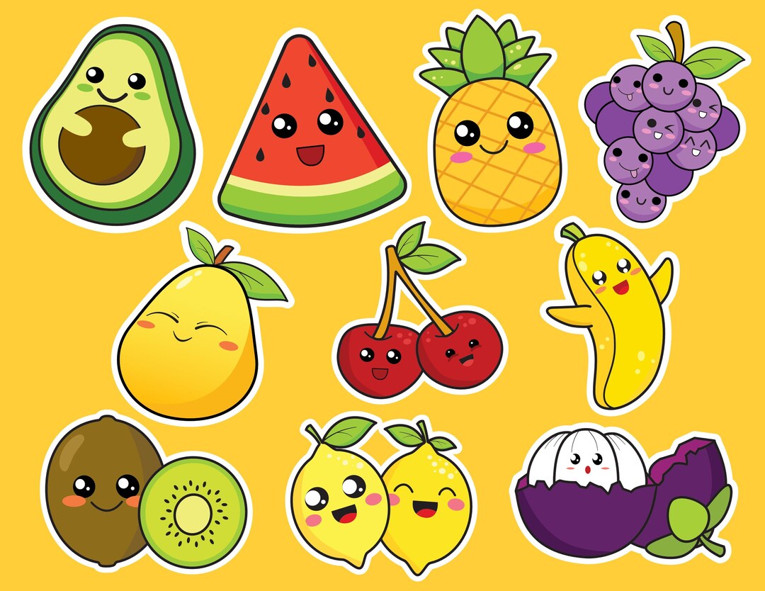 Printable Fruits Stickers, Png and Svg Stickers, Cute Stickers, Cut and ...