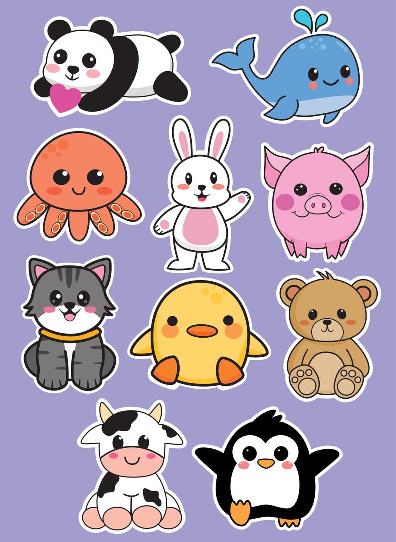 Animal Stickers Png, Stickers Bundle, Stickers Sheet, Stickers Png ...