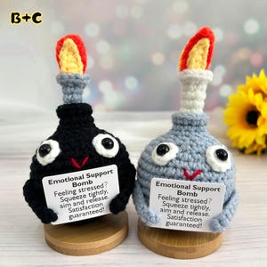Handmade Crochet Bomb Toy,emotional Support Bomb, Black/gray/yellow ...