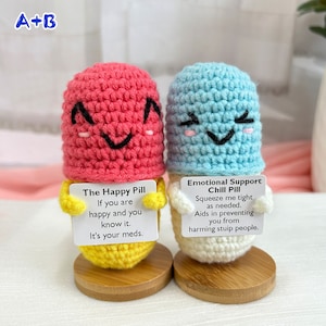Handmade Crochet Chill Pill Toy/crochet Happy Pill Toy, Crochet Pickle ...