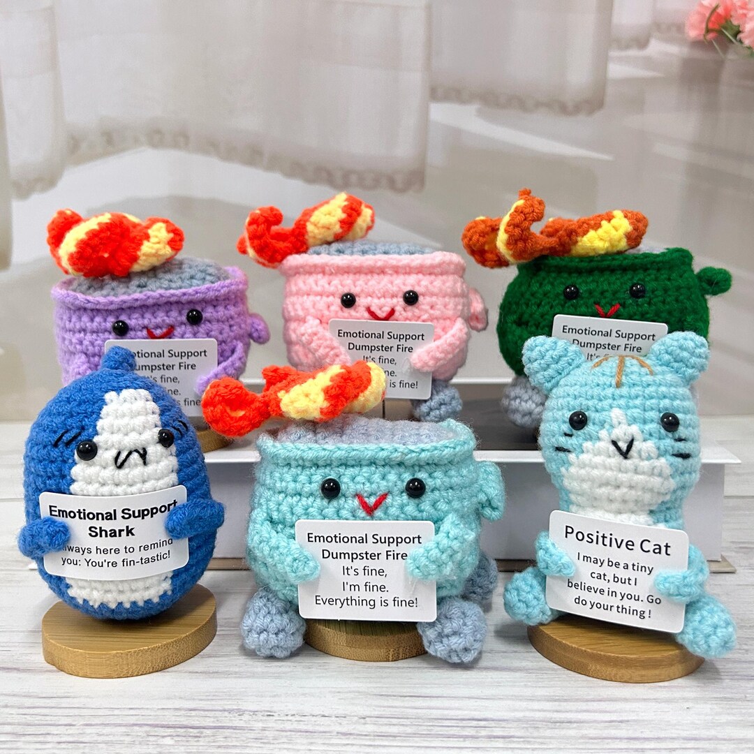 Emotional Support Dumpster Fire/positive Cat,burning Trash Can, Crochet ...