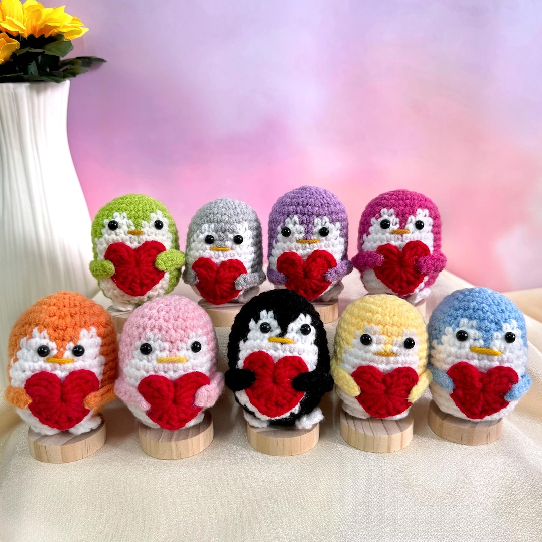 Heart Penguin Handmade Crochet Penguin,multiple Colors,positive Penguin ...
