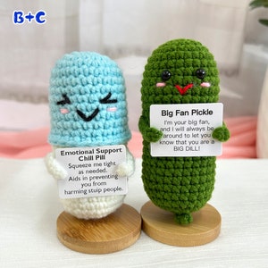 Handmade Crochet Chill Pill Toy/crochet Happy Pill Toy, Crochet Pickle ...