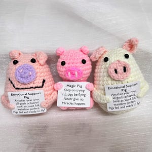 Emotional Support Pig,handmade Crochet Pink Pig,crochet Pig/animal ...