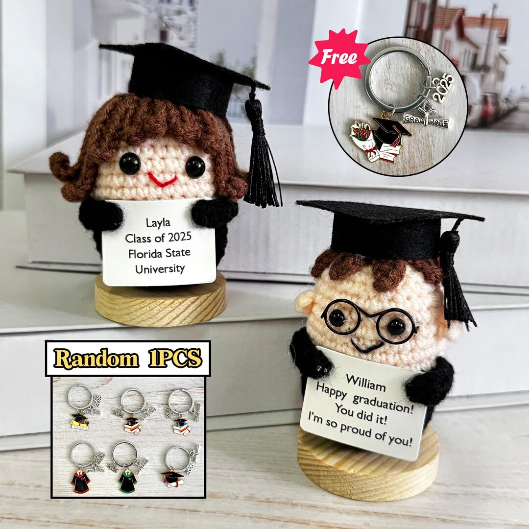 Crochet Graduation Doll-free Graduation Hat Keychain Gift,handcrafted ...
