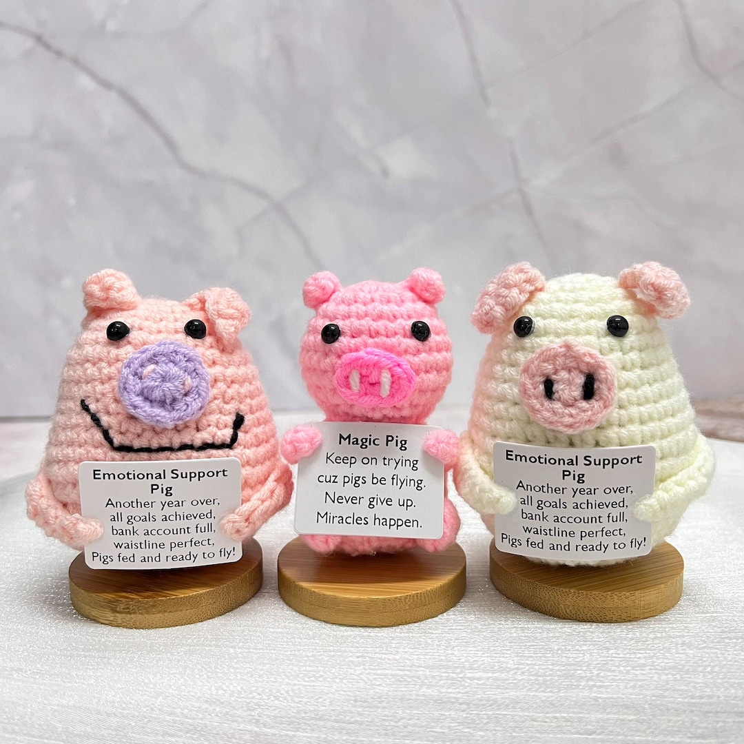 Emotional Support Pig, Handmade Crochet Pink Pig, Crochet Pig/animal ...