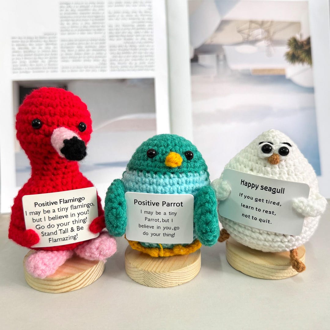 Adorable Crochet Flamingo With Positive Quotes,emotional Support ...