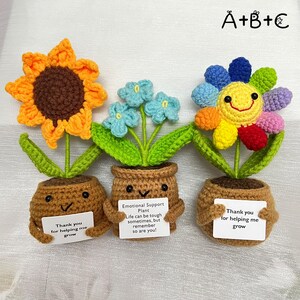Emotional Support Plants,hand Crocheted Sunflowers/forget Me Not ...