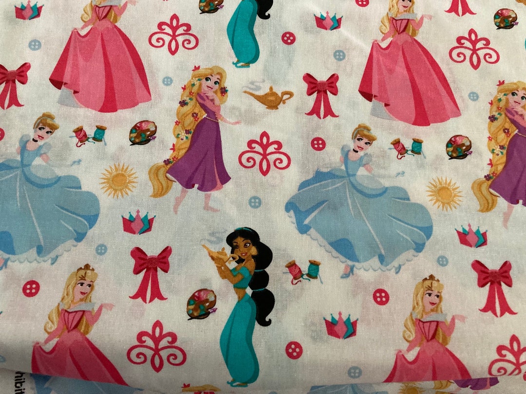 Disney Princess Icons Fabric, Aurora, Jasmine, Cinderella ,rapunxel ...