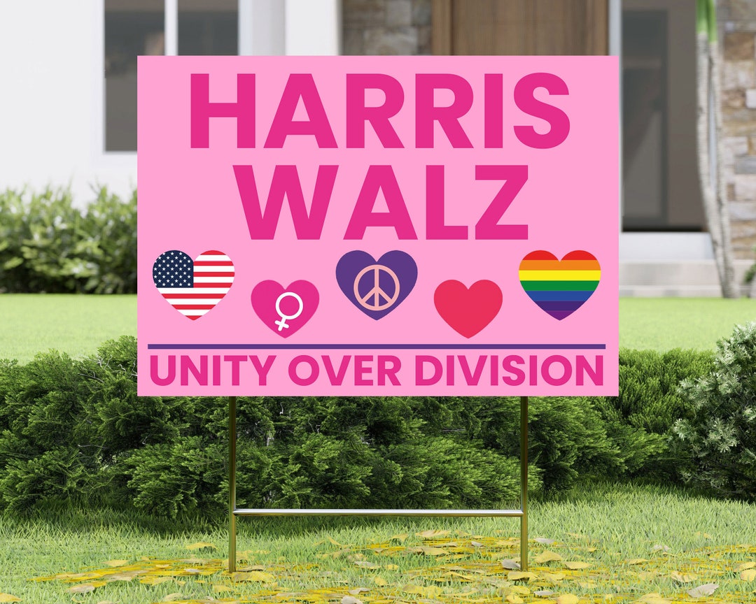 Harris Walz Unity Over Division Yard Sign Equality Presidential ...