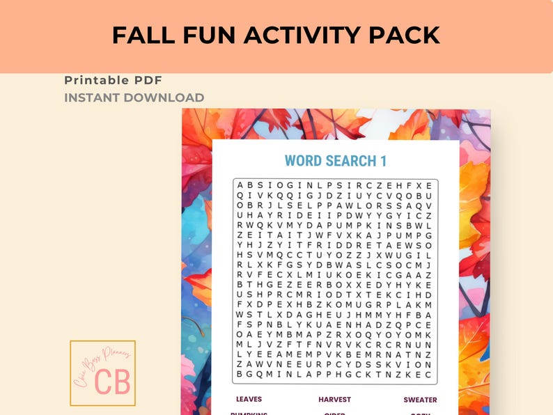 Fall Fun Activity Pack Printable Activity Pack for Fall Maze Puzzle ...