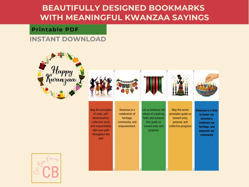 Printable Kwanzaa Bookmark DIY Bookmark Kwanzaa Cultural Celebration ...