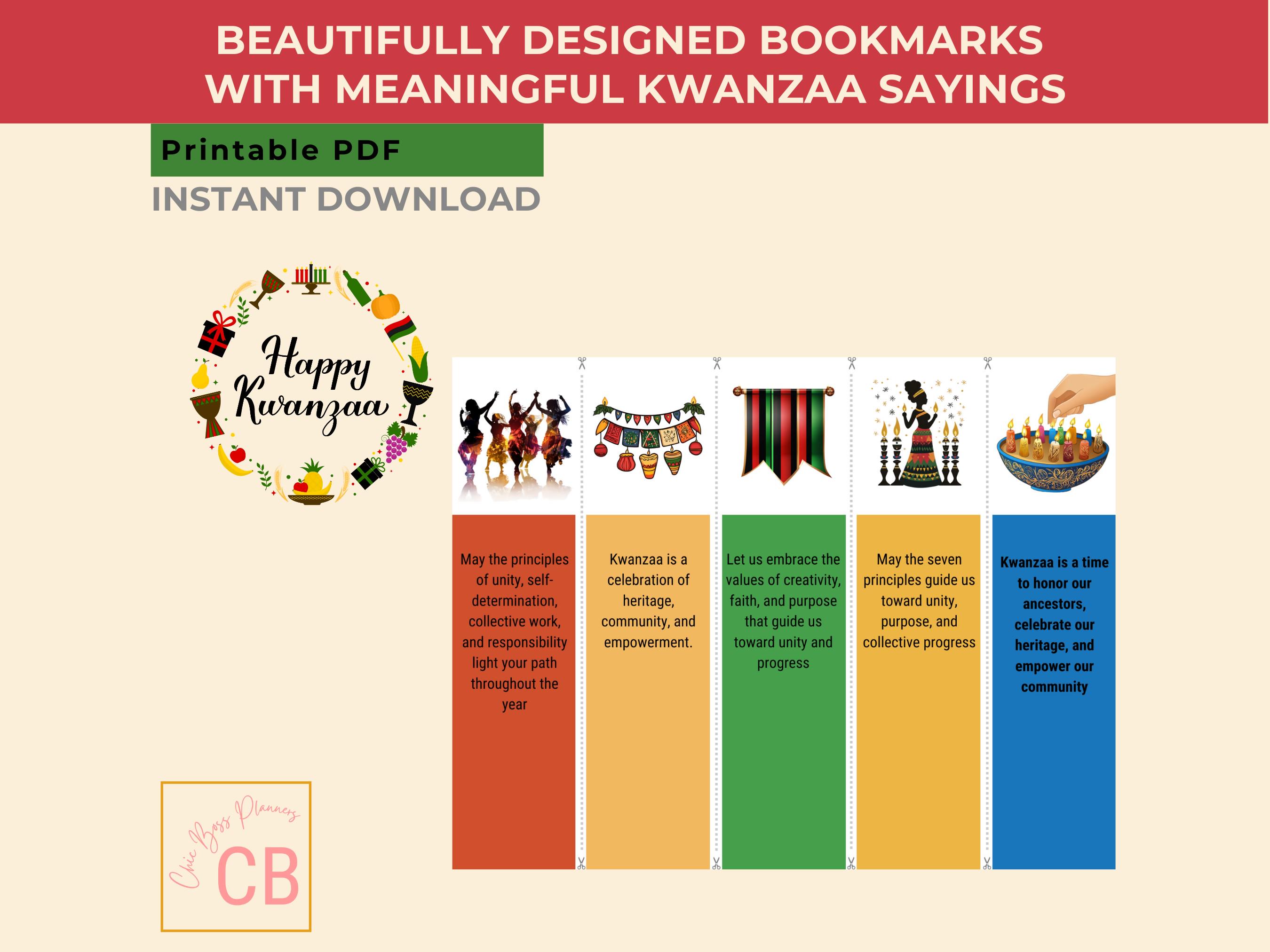 Printable Kwanzaa Bookmark DIY Bookmark Kwanzaa Cultural Celebration ...