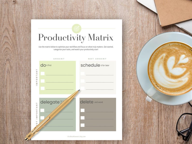 Productivity Matrix Printable: Eisenhower Time Management (PDF) - Etsy