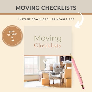 Moving Checklist Printable PDF First Apartment Essentials Home Packing ...