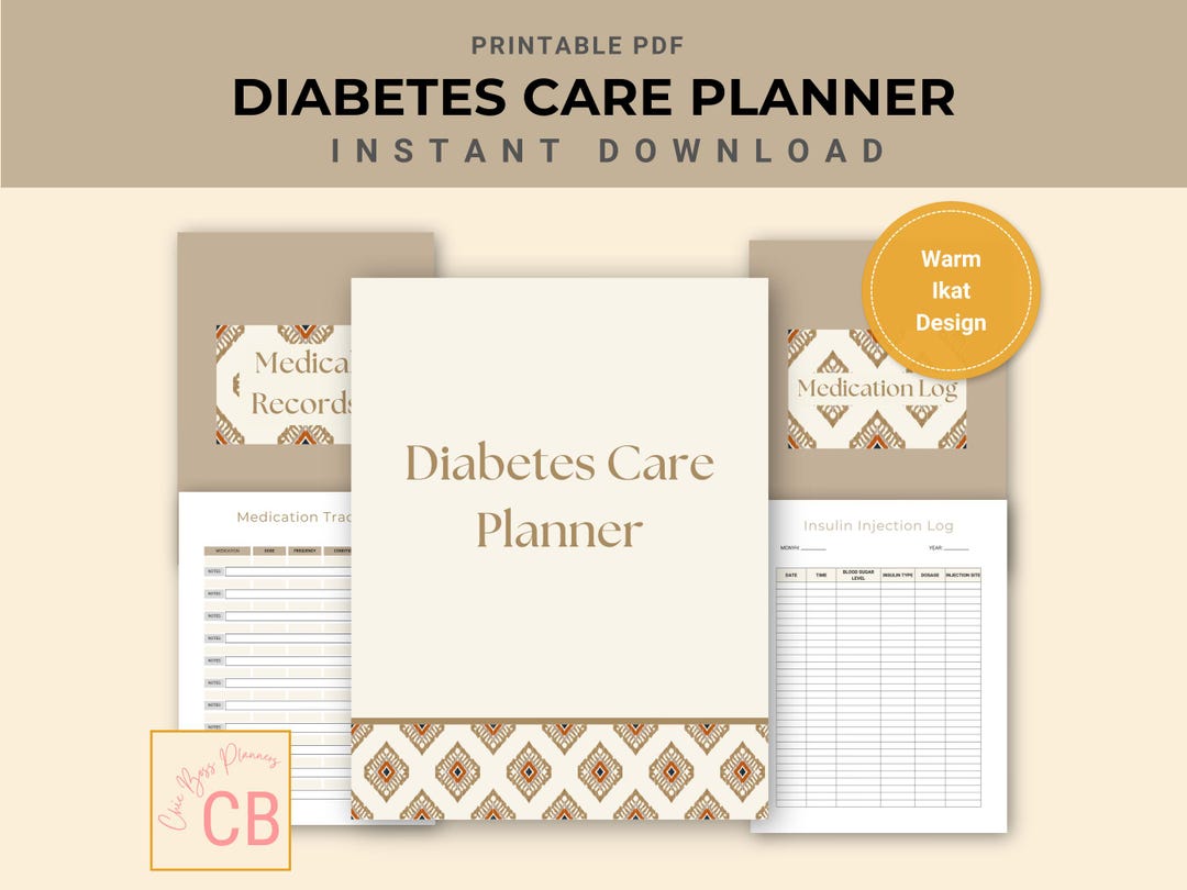 Diabetes Care Planner Diabetic Health Tracker Blood Sugar Log Insulin ...