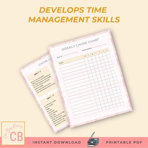 Printable Chore Chart for Kids Cleaning Schedule Pink Template Daily ...