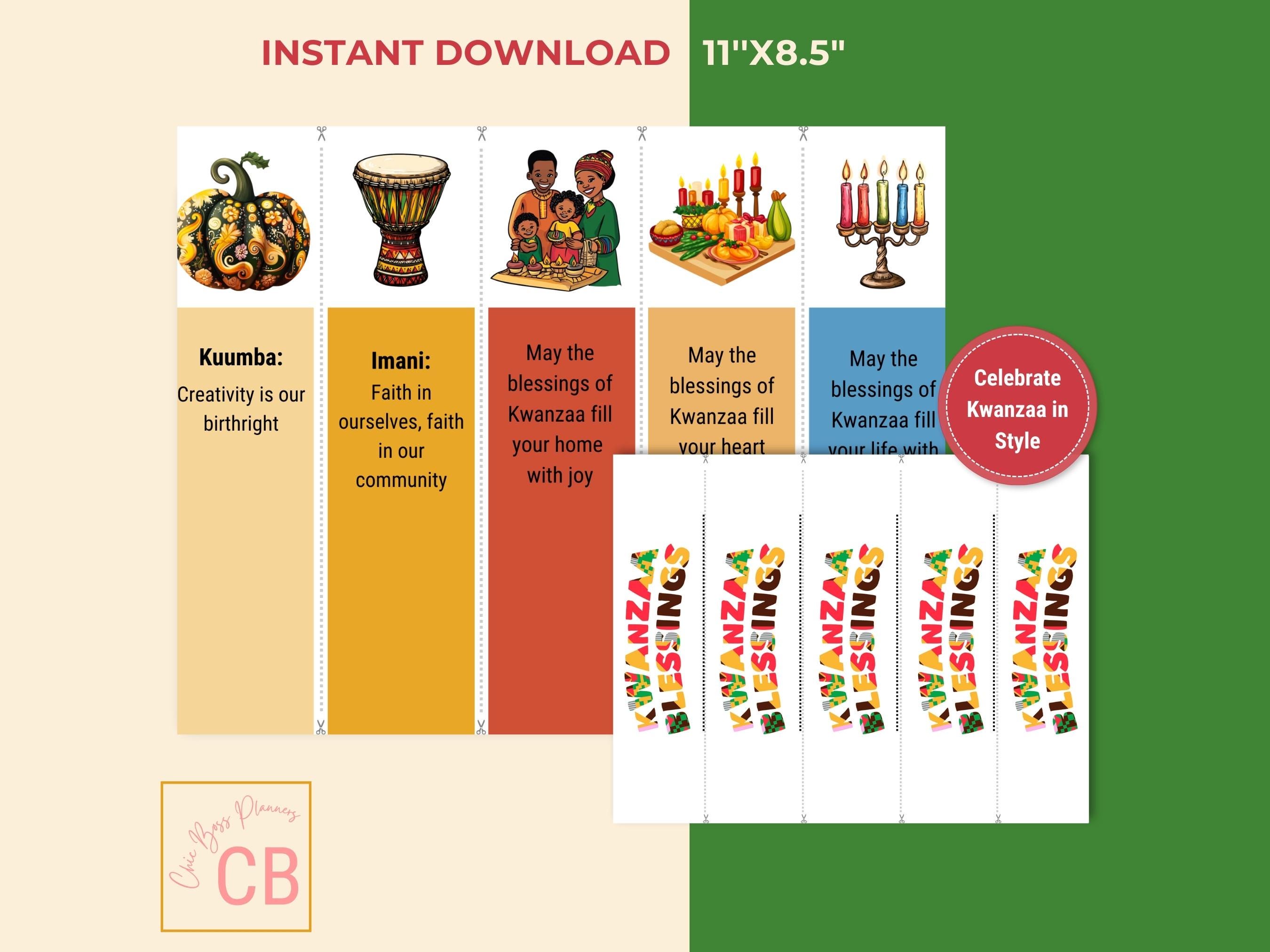 Printable Kwanzaa Bookmark DIY Bookmark Kwanzaa Cultural Celebration ...