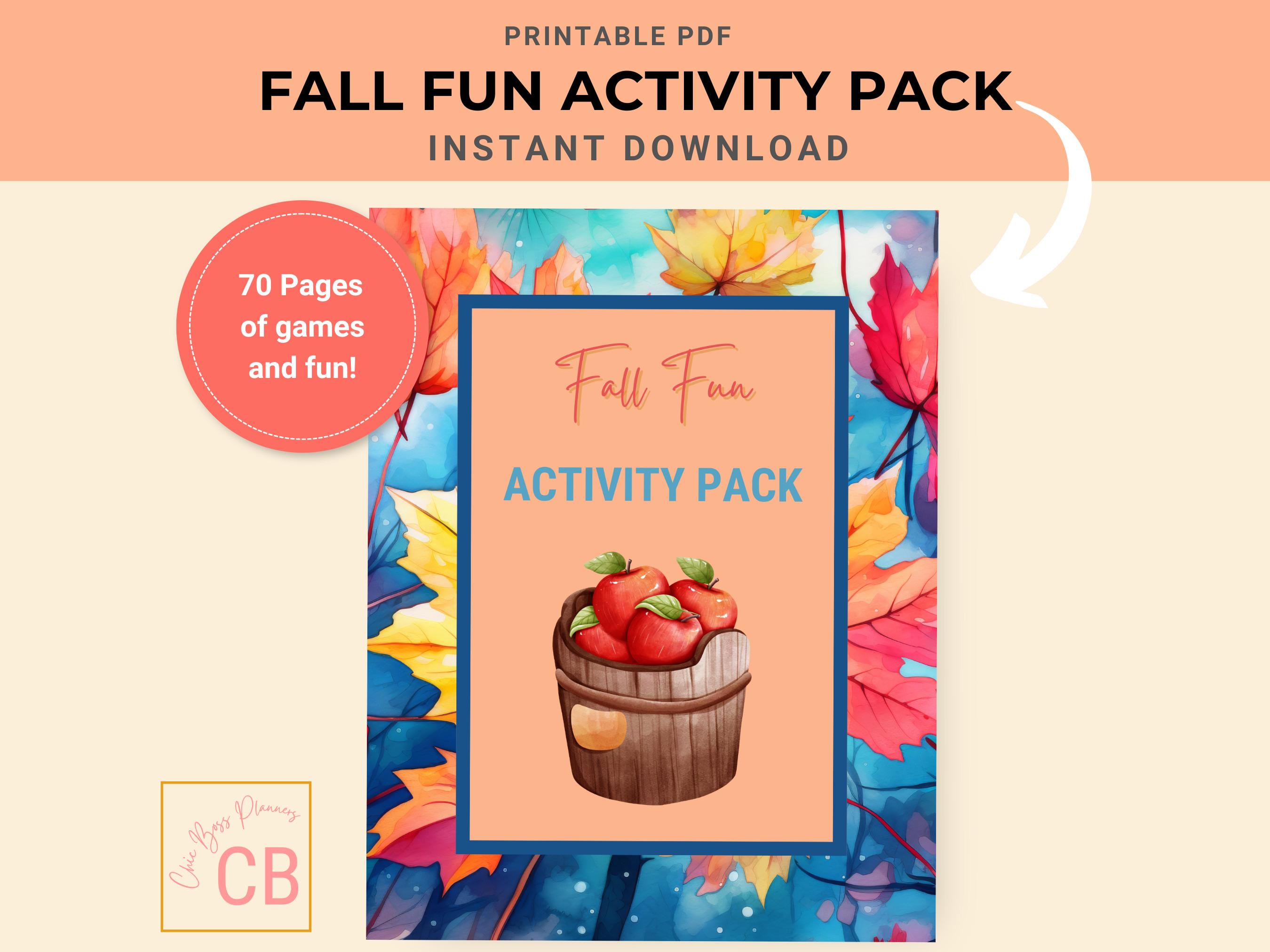 Fall Fun Activity Pack Printable Activity Pack for Fall Maze Puzzle ...