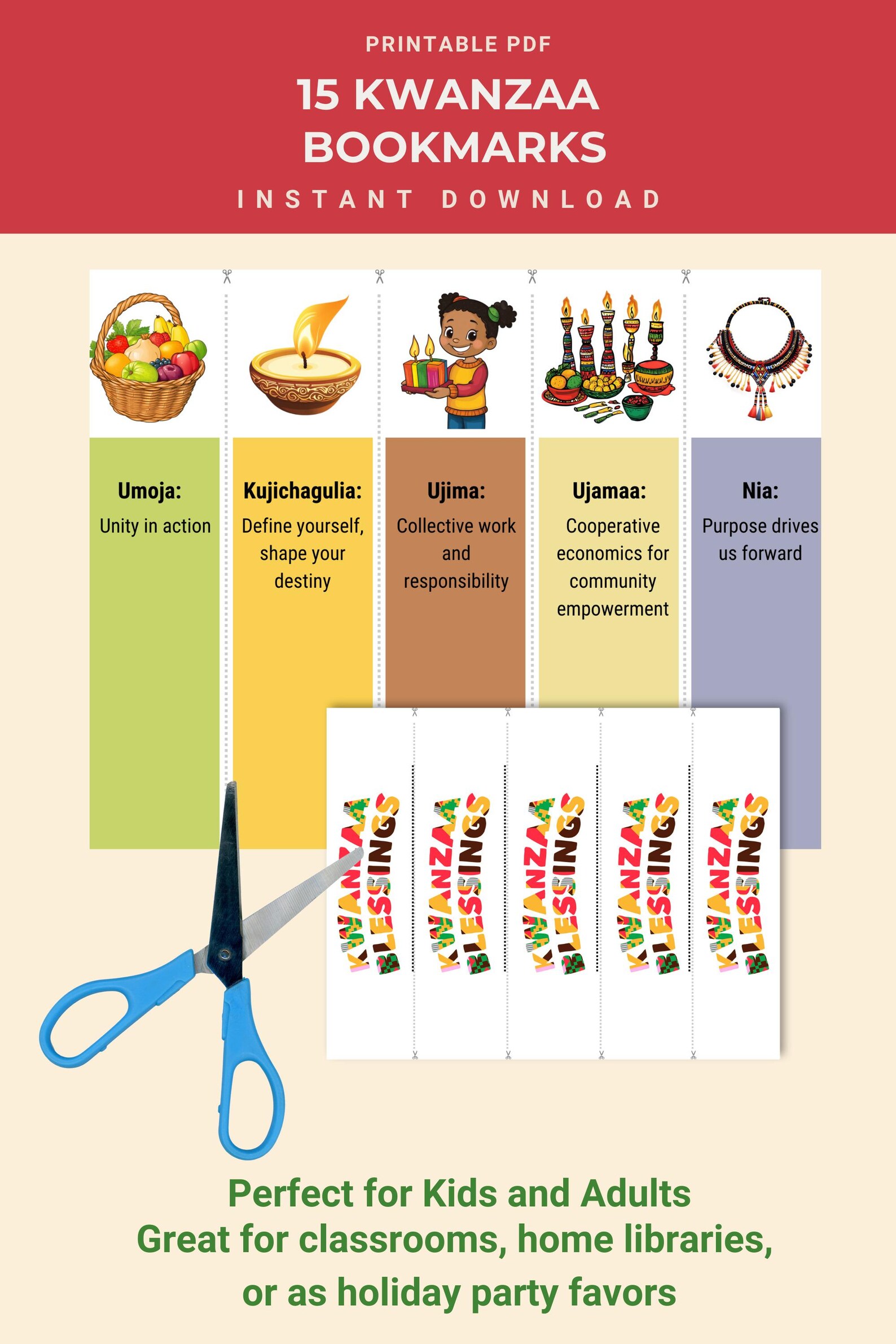 Printable Kwanzaa Bookmark DIY Bookmark Kwanzaa Cultural Celebration ...