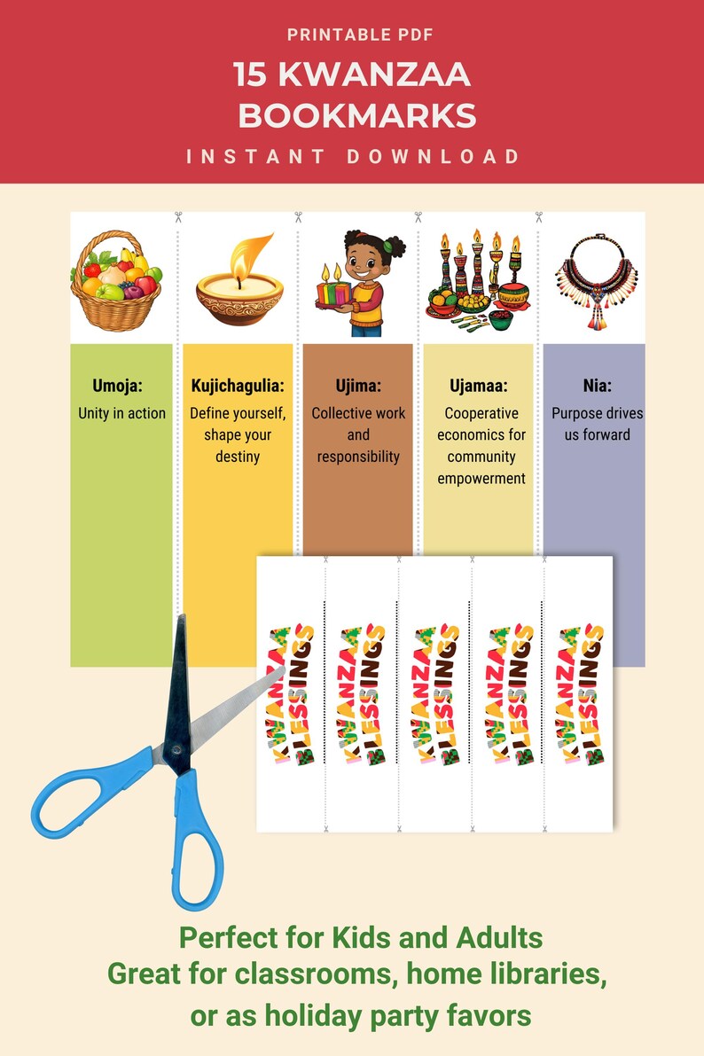 Printable Kwanzaa Bookmark DIY Bookmark Kwanzaa Cultural Celebration ...
