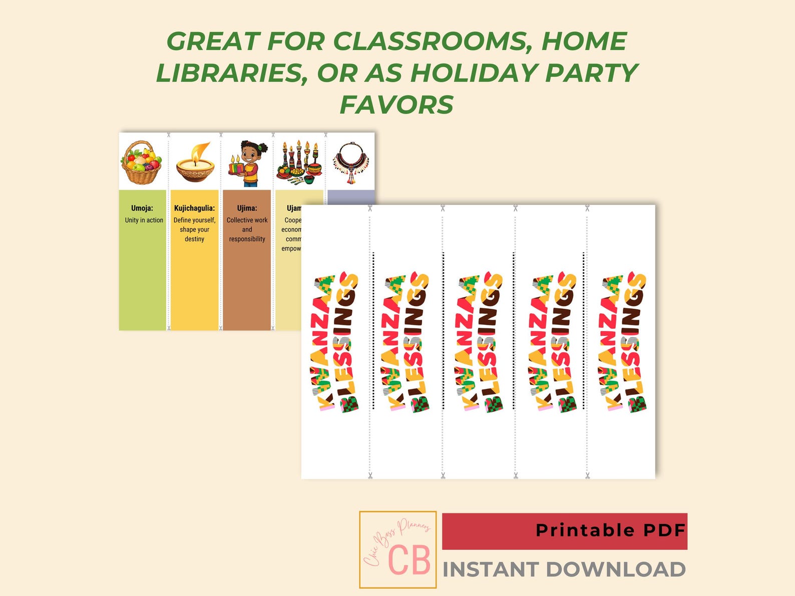 Printable Kwanzaa Bookmark DIY Bookmark Kwanzaa Cultural Celebration ...