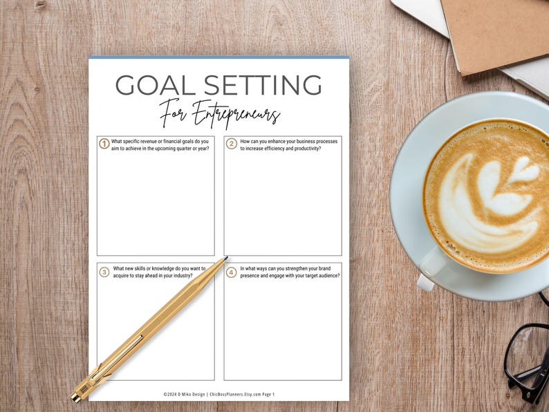 Entrepreneur Goal Planner Printable Business Strategy Worksheet Revenue ...