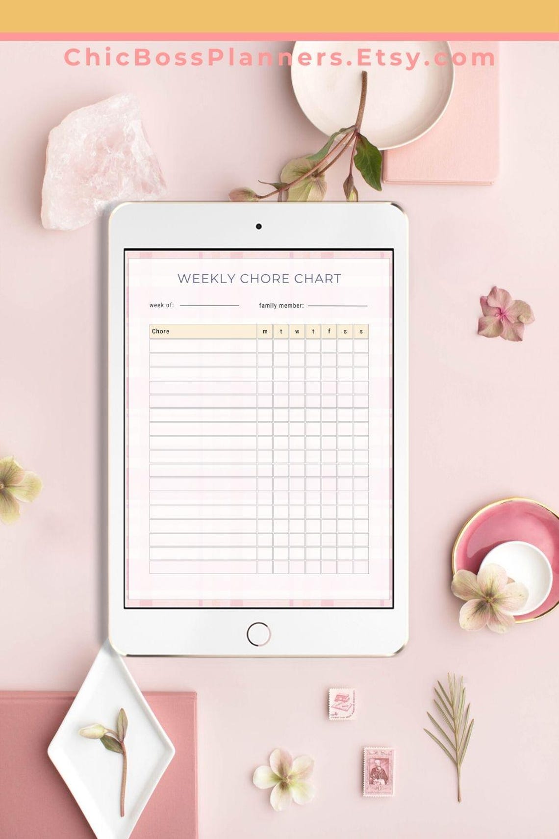 Printable Chore Chart for Kids Cleaning Schedule Pink Template Daily ...