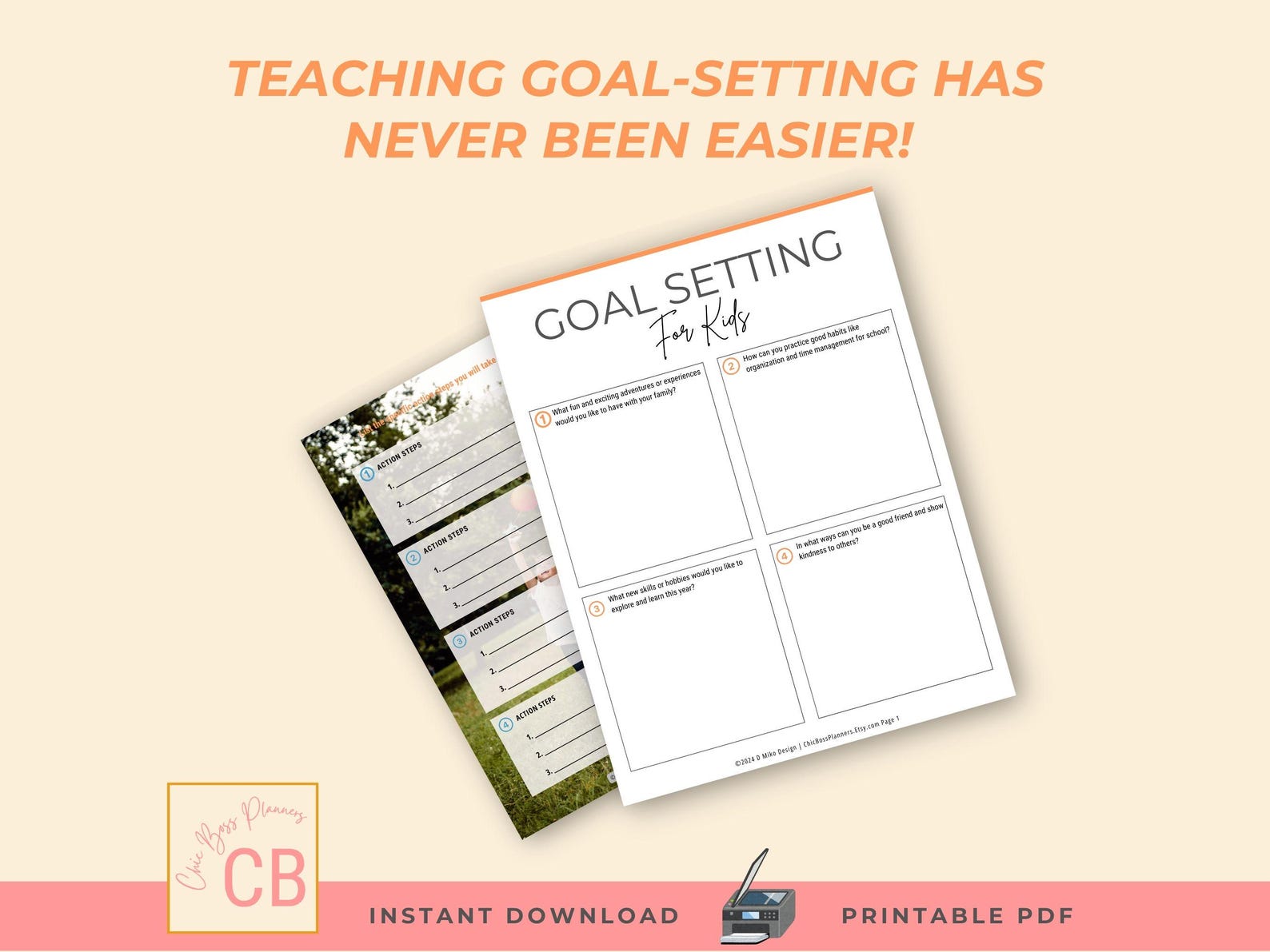 Kids Goal Planner Printable Goal Setting Worksheet for Children Growth ...