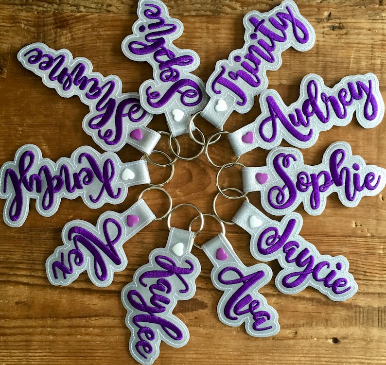 Name Keychain Embroidered Name Snap Tab Key Fob Personalized - Etsy