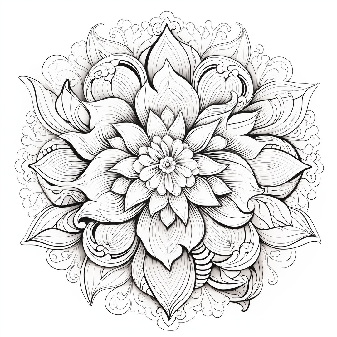 Mandala Flower. Coloring Page for Adults and Teens - Etsy