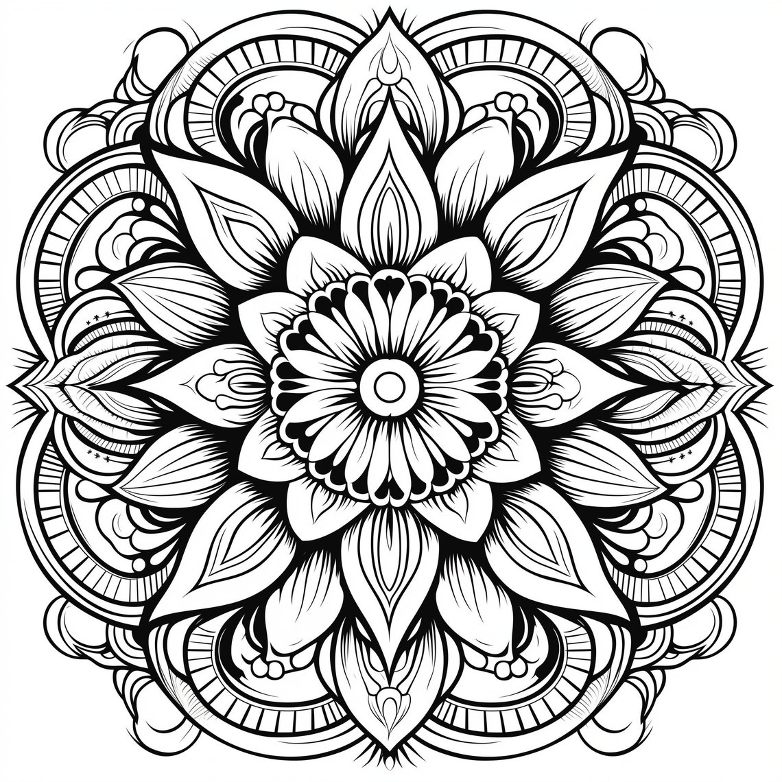 Mandala Flower. Coloring Page for Adults and Teens - Etsy
