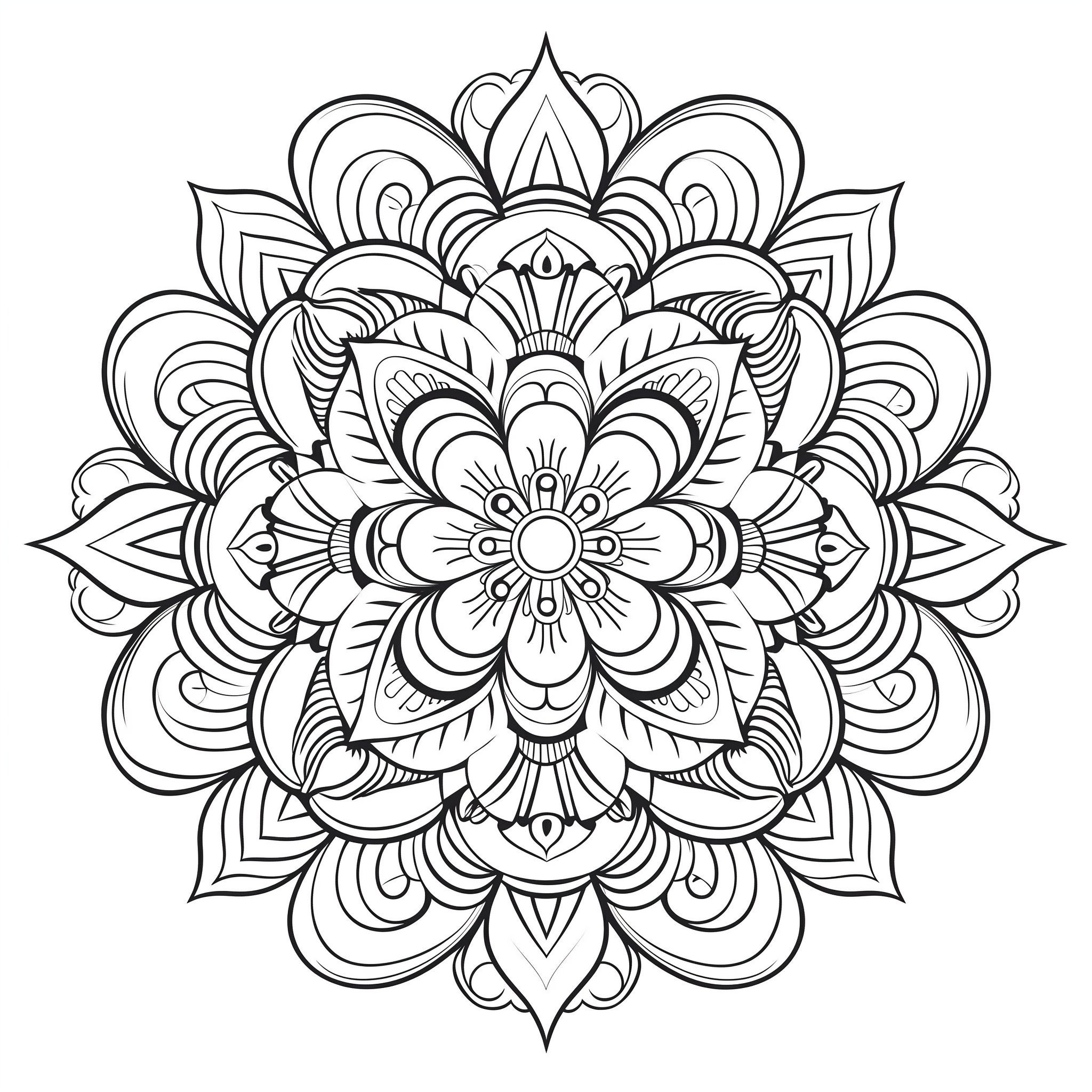 Mandala Flower. Coloring Page for Adults and Teens - Etsy