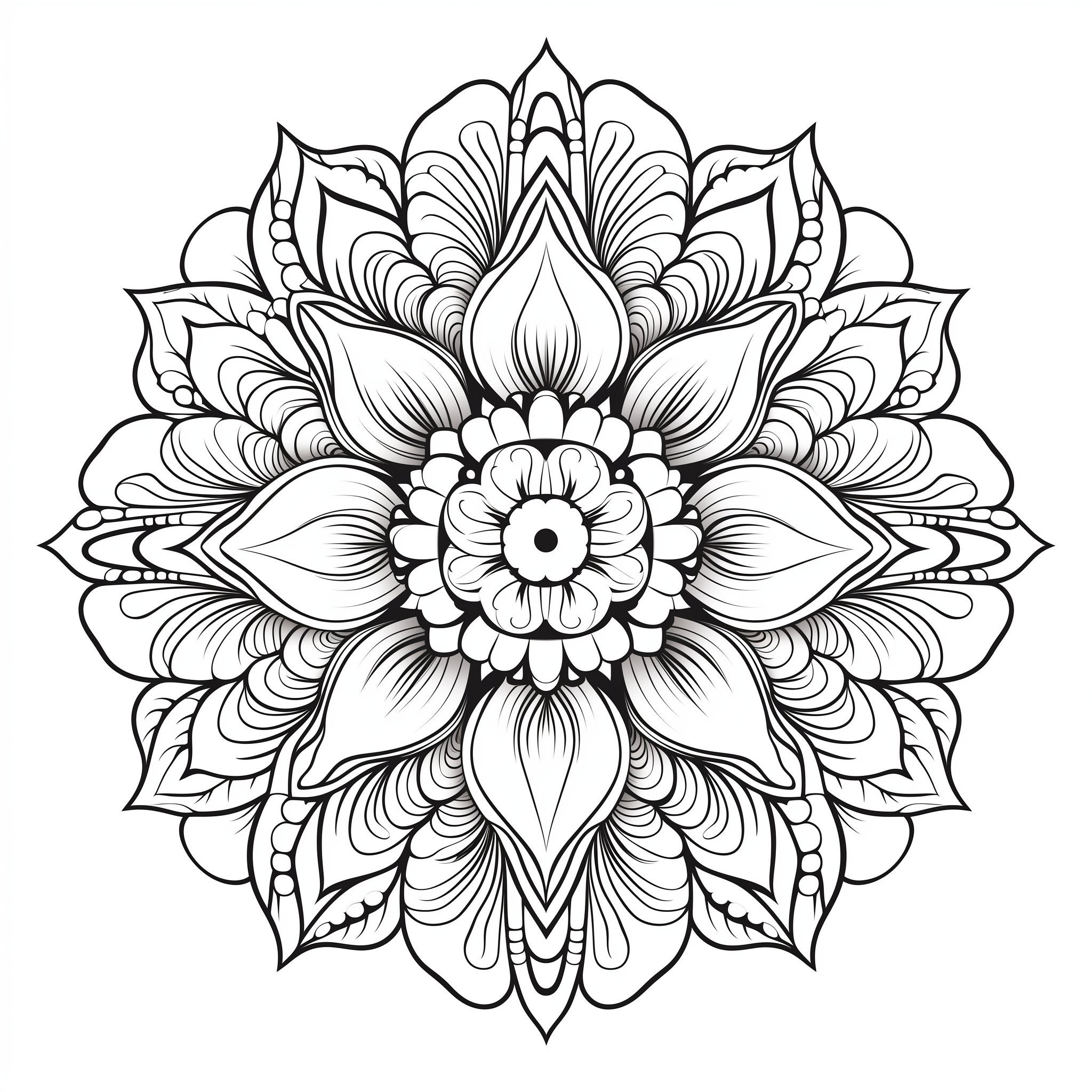 Mandala Flower. Coloring Page for Adults and Teens - Etsy
