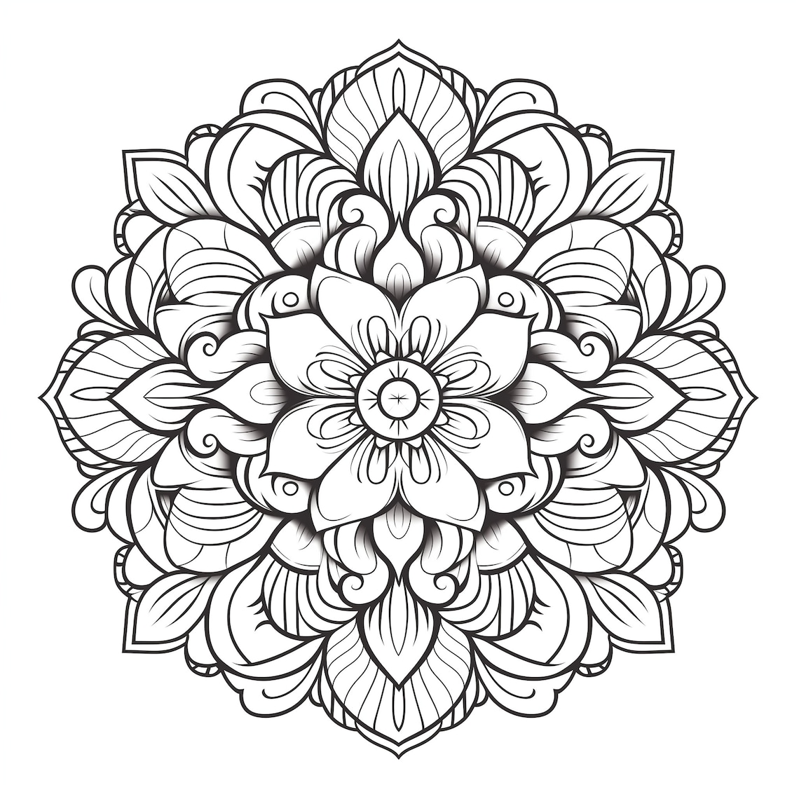 Mandala Flower. Coloring Page for Adults and Teens - Etsy