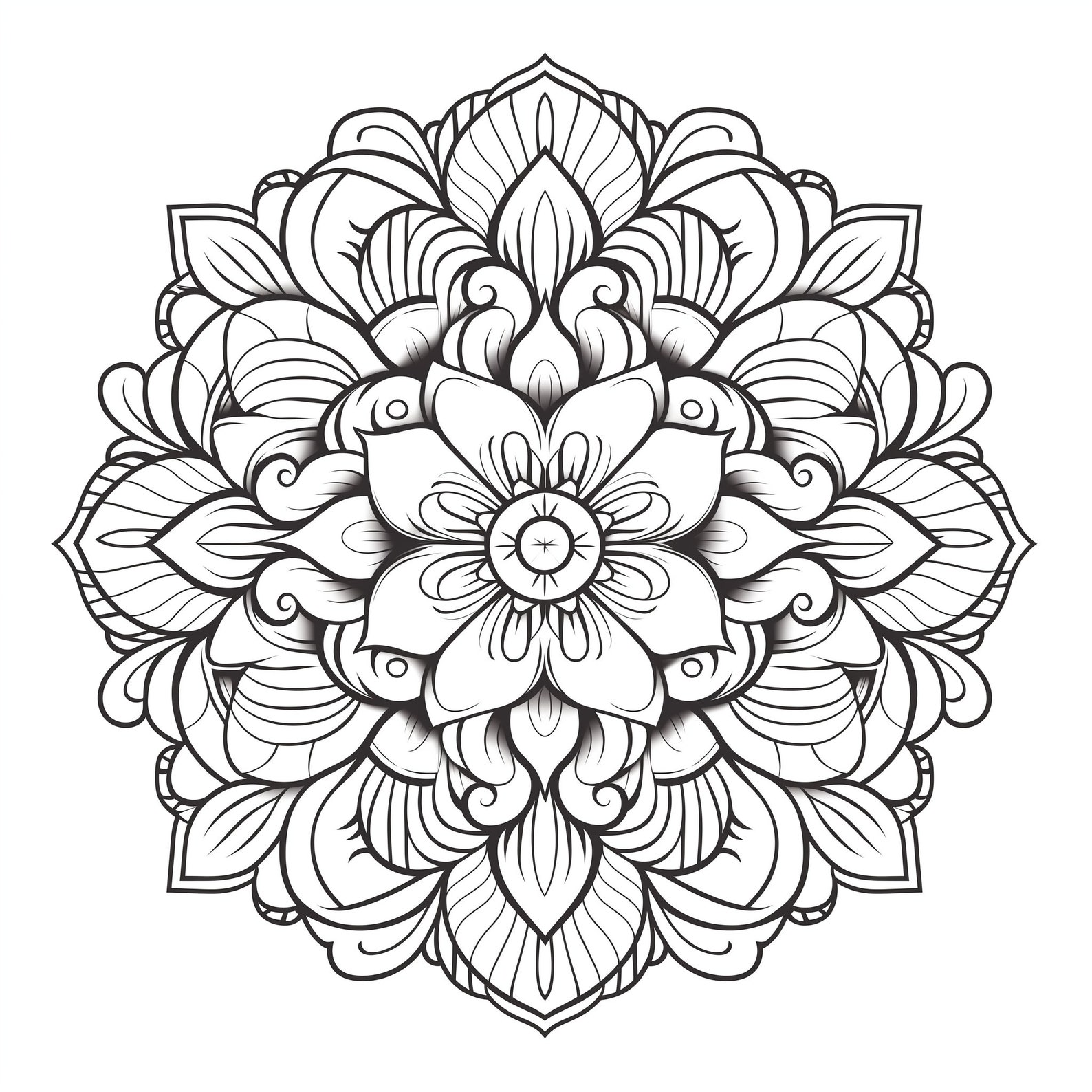 Mandala Flower. Coloring Page for Adults and Teens - Etsy