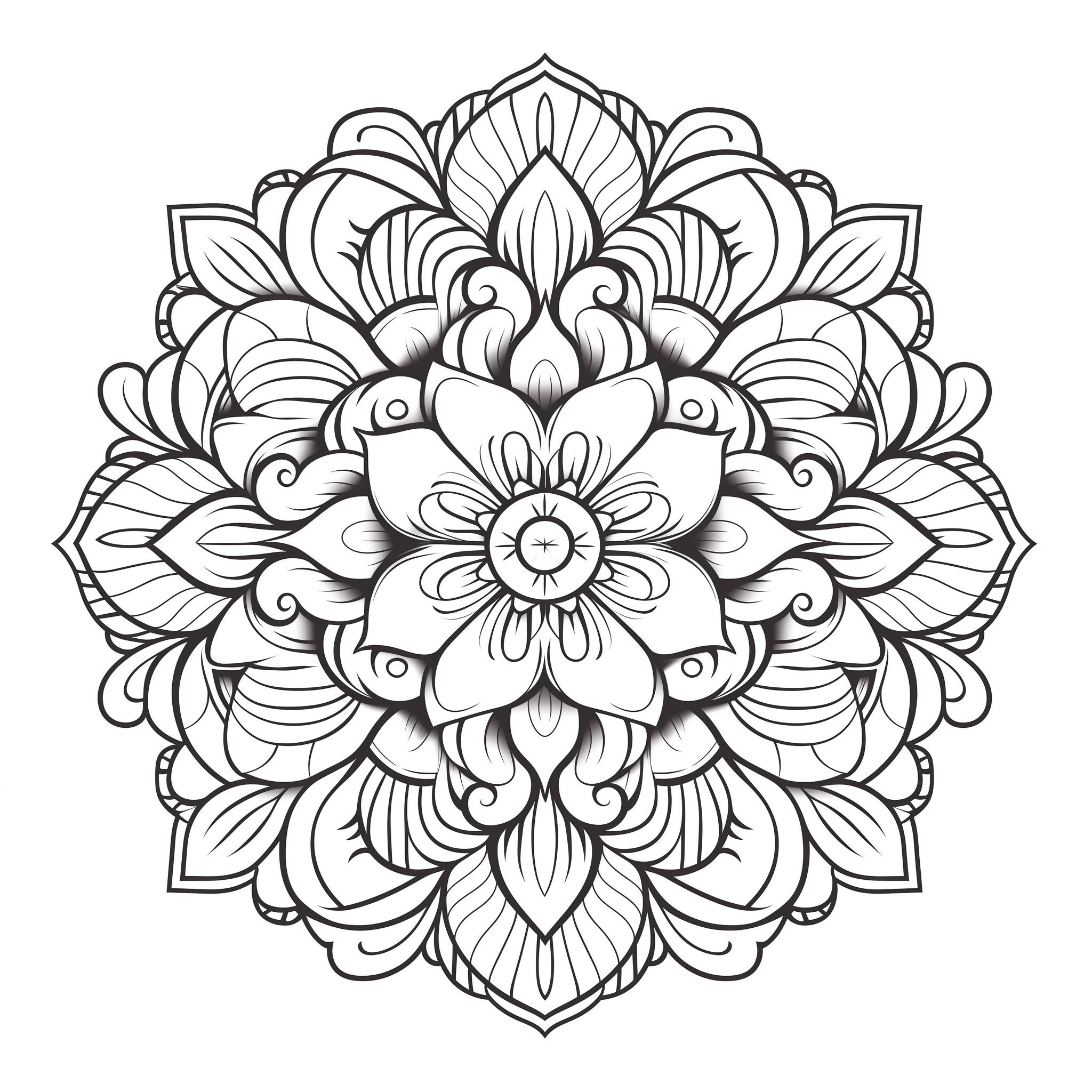 Mandala Flower. Coloring Page for Adults and Teens - Etsy