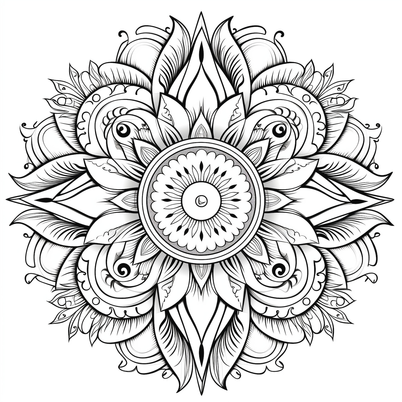 Mandala Flower. Coloring Page for Adults and Teens - Etsy